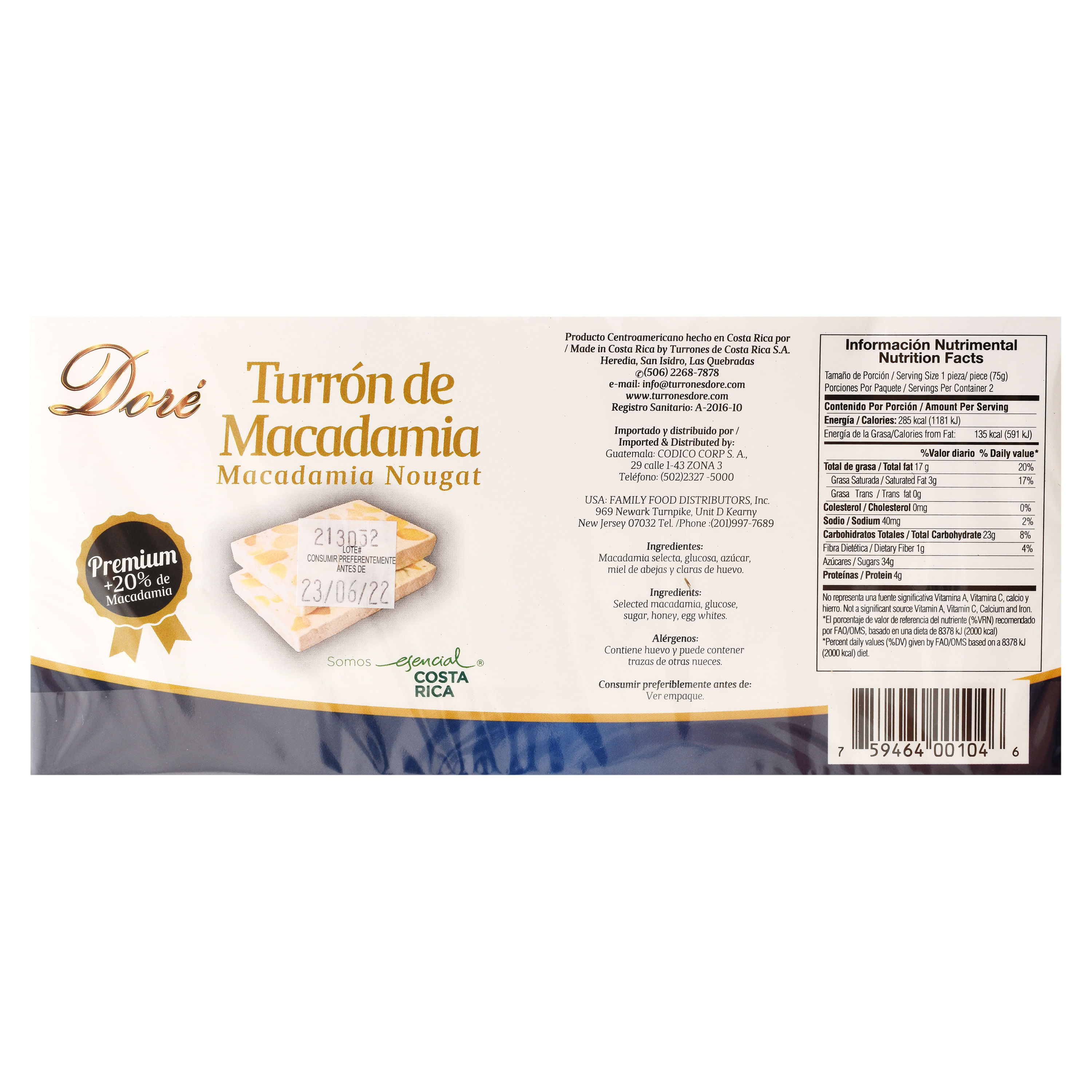 Comprar Turrón Dore Macadamia Premium -150 g | Walmart Costa Rica