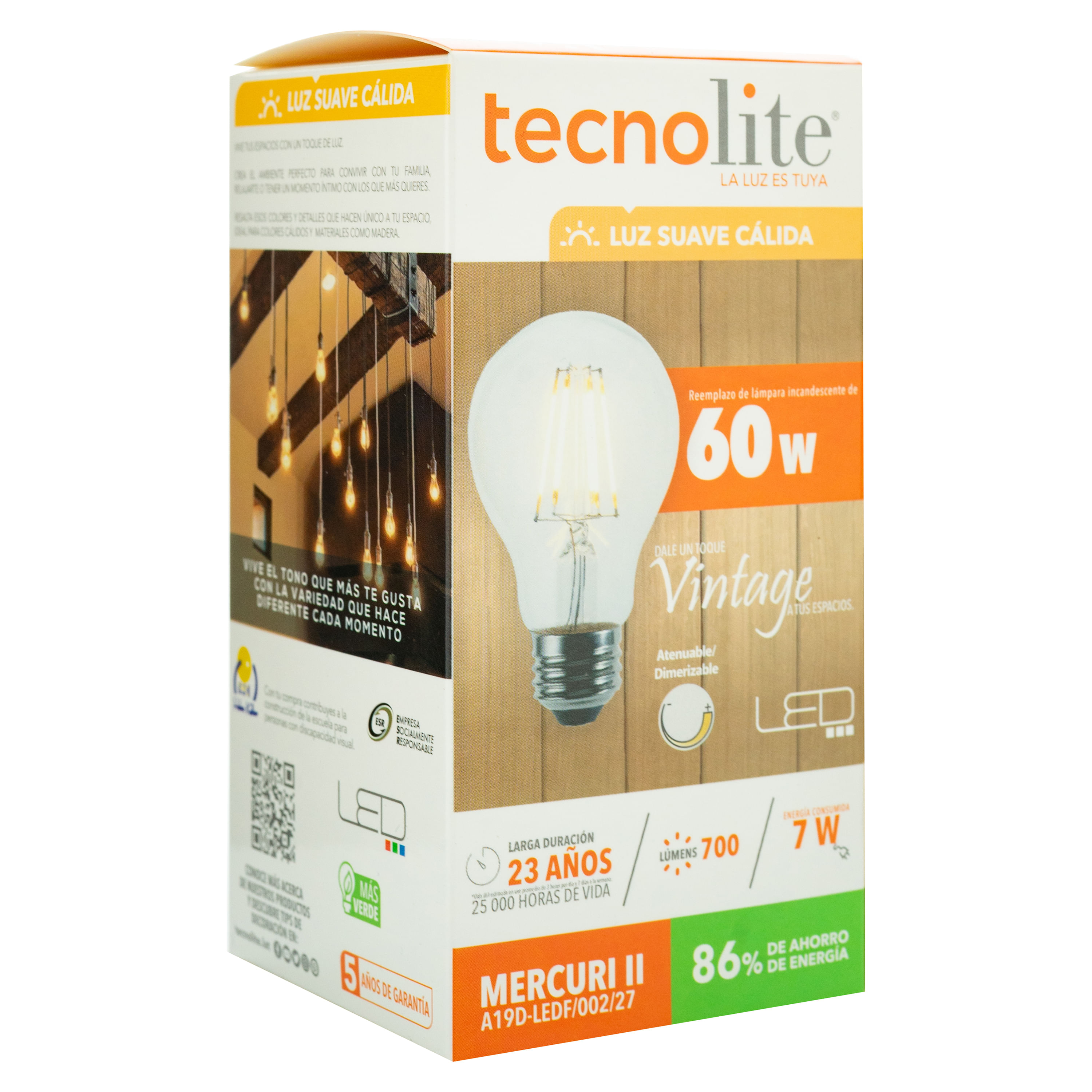 Comprar Bombillo Tecnolite LED Filamento DIM 7W E27 2700K | Walmart ...