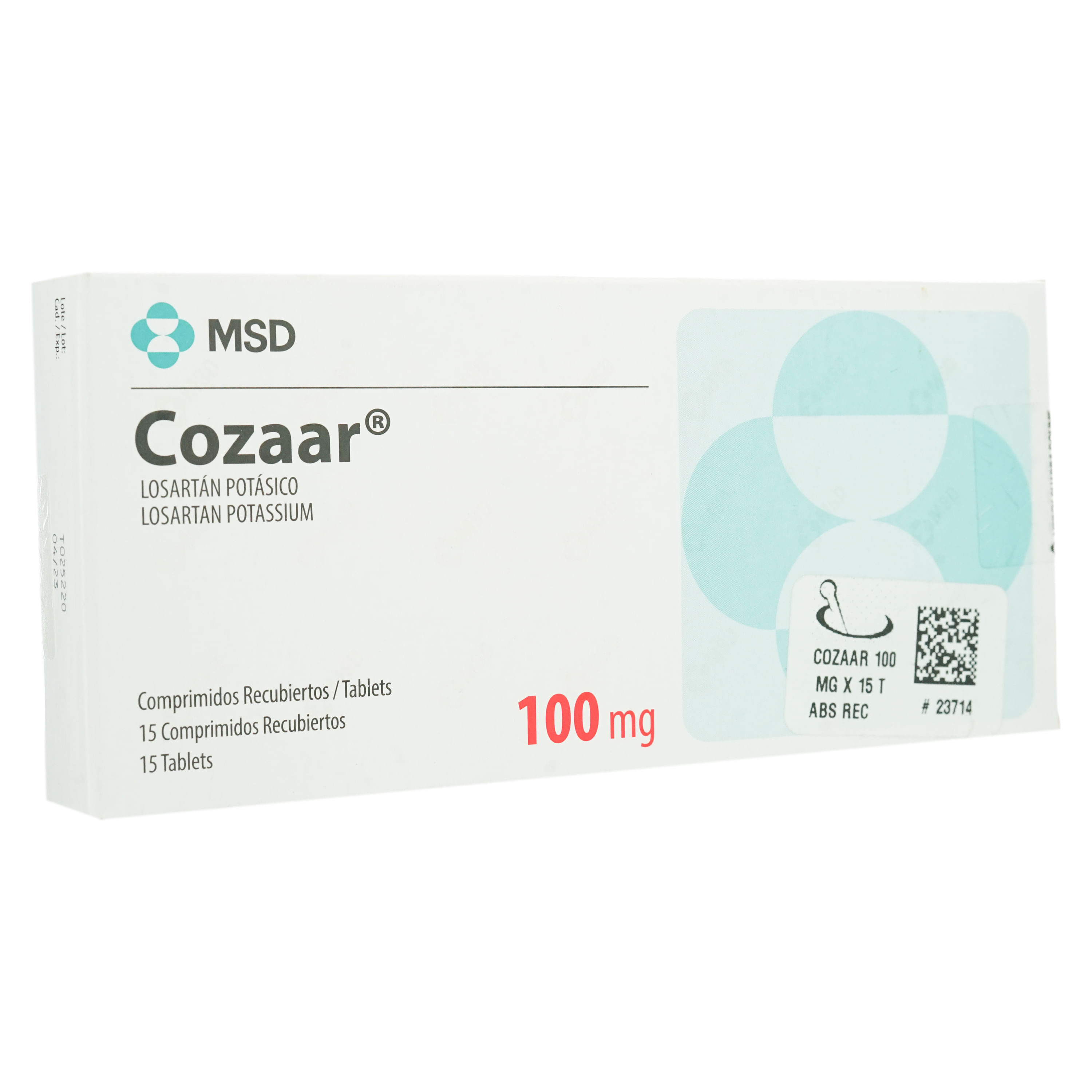 Cozar Msd 100 Mg 15 Tabletas