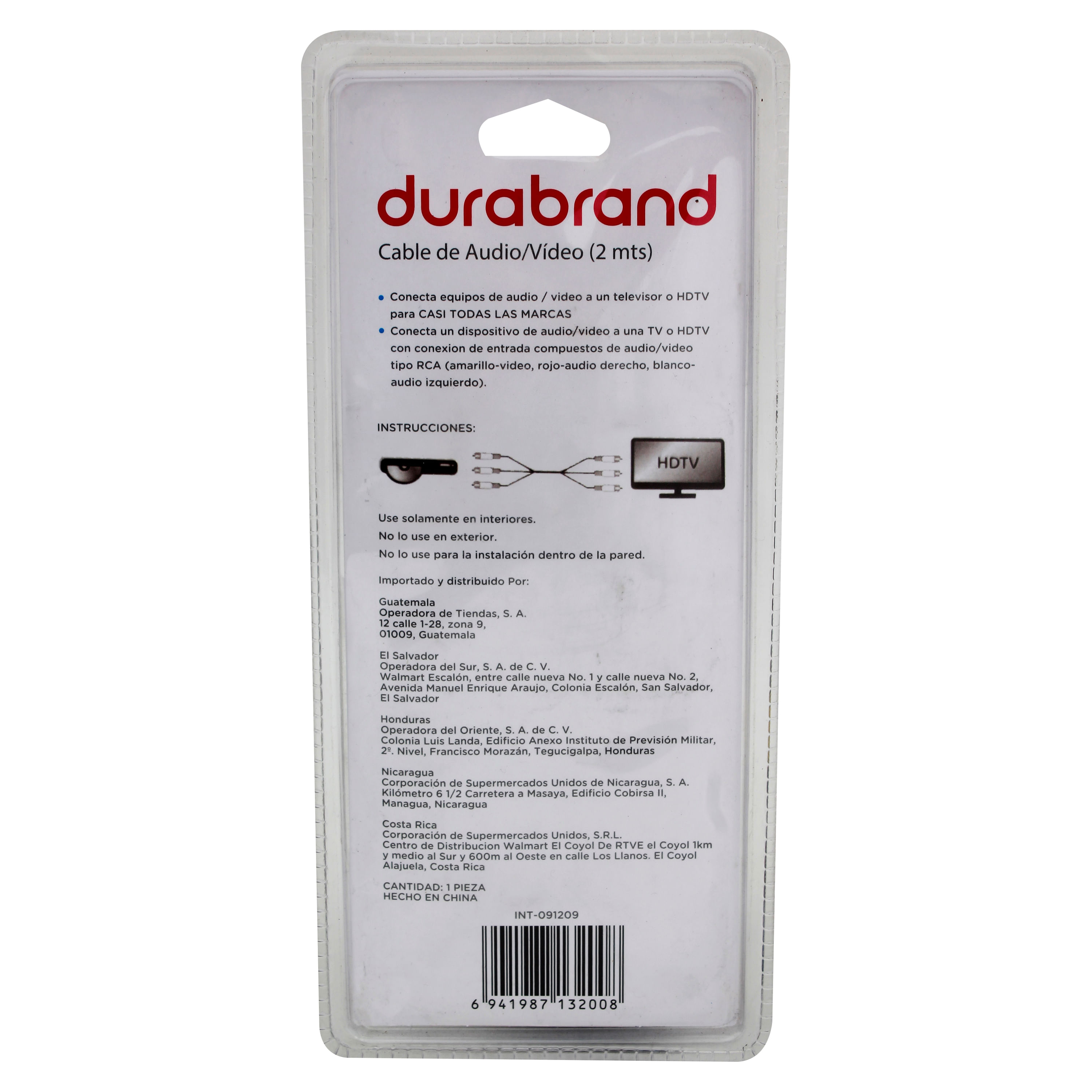 Comprar Cable Durabrand cabeza RCA audio y video de 2 m | Walmart Costa ...