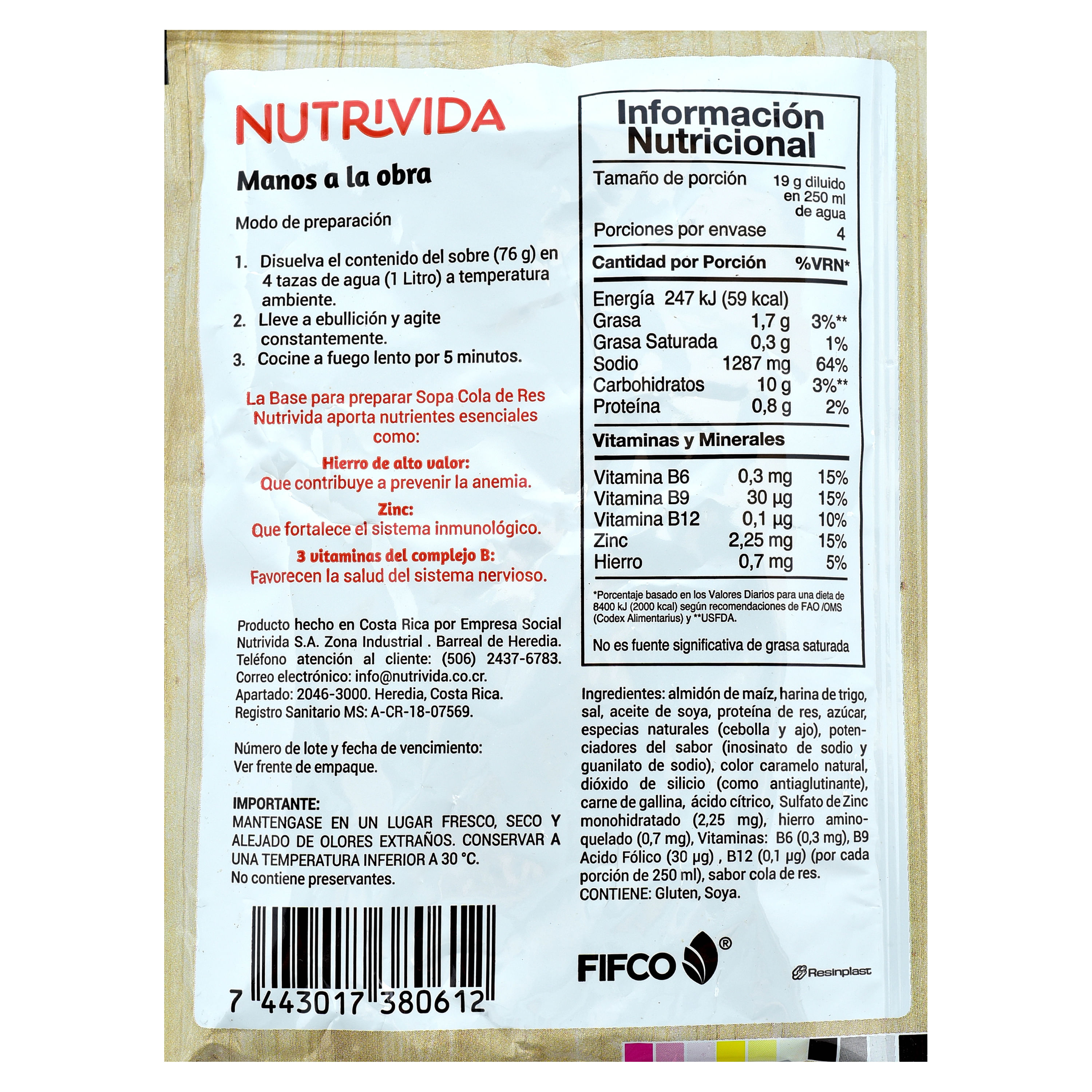 Comprar Sopa Nutrivida cola de res - 76 g | Walmart Costa Rica - Masxmenos | Compra en línea