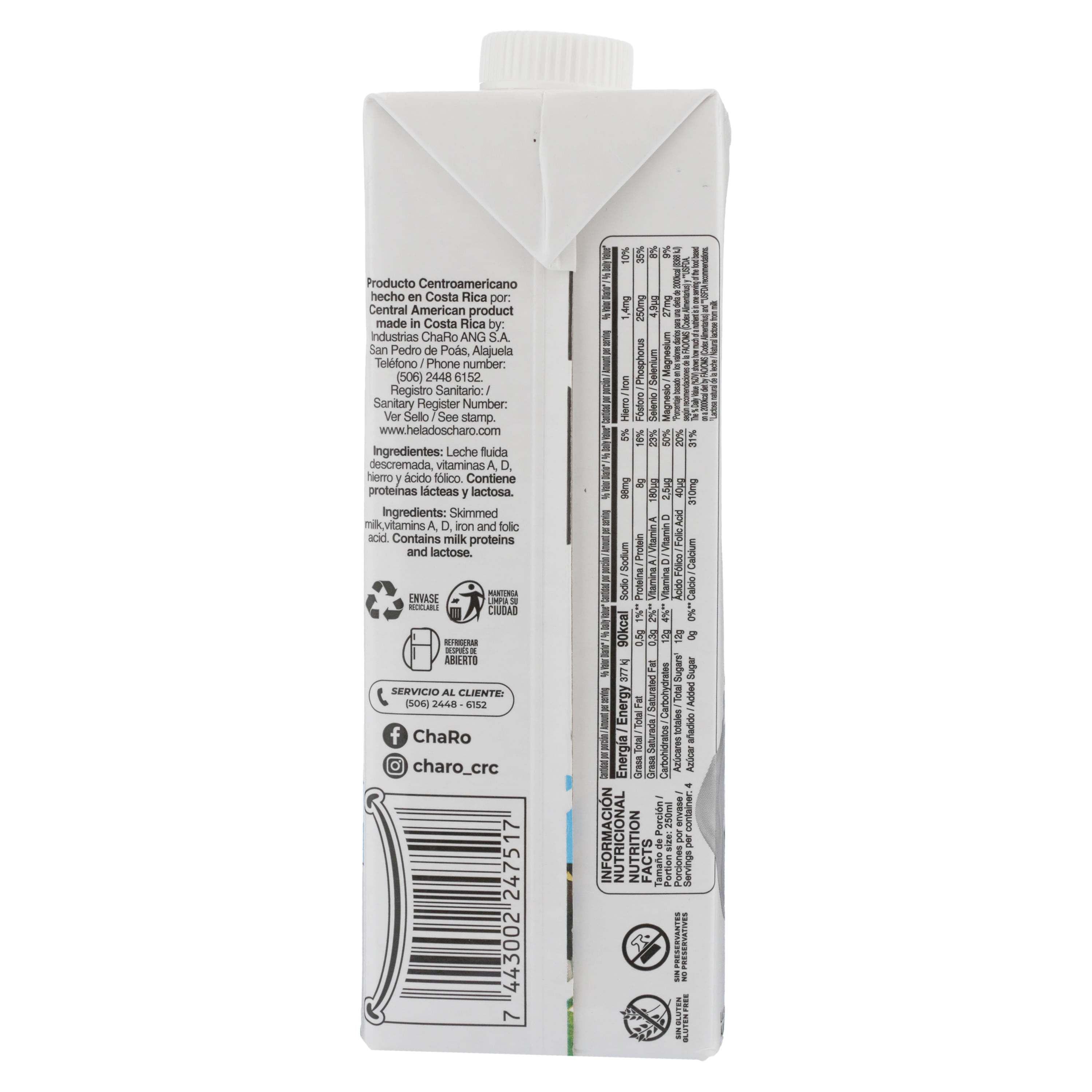 Comprar Leche Charo Descremada -1000 ml | Walmart Costa Rica - Walmart ...