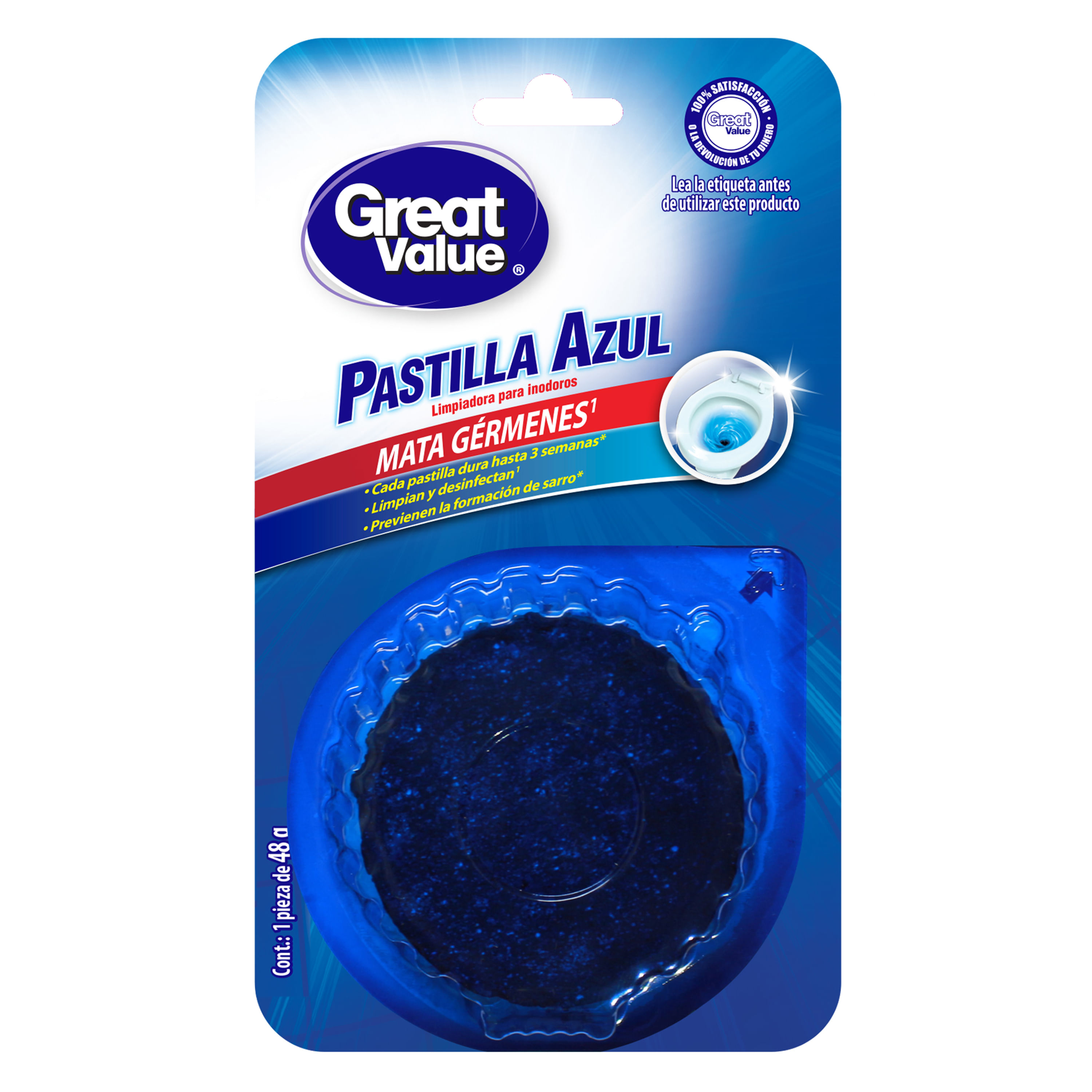 Comprar Pastilla Great Value Limpiadora Para Inodoro Azul - 48 g ...
