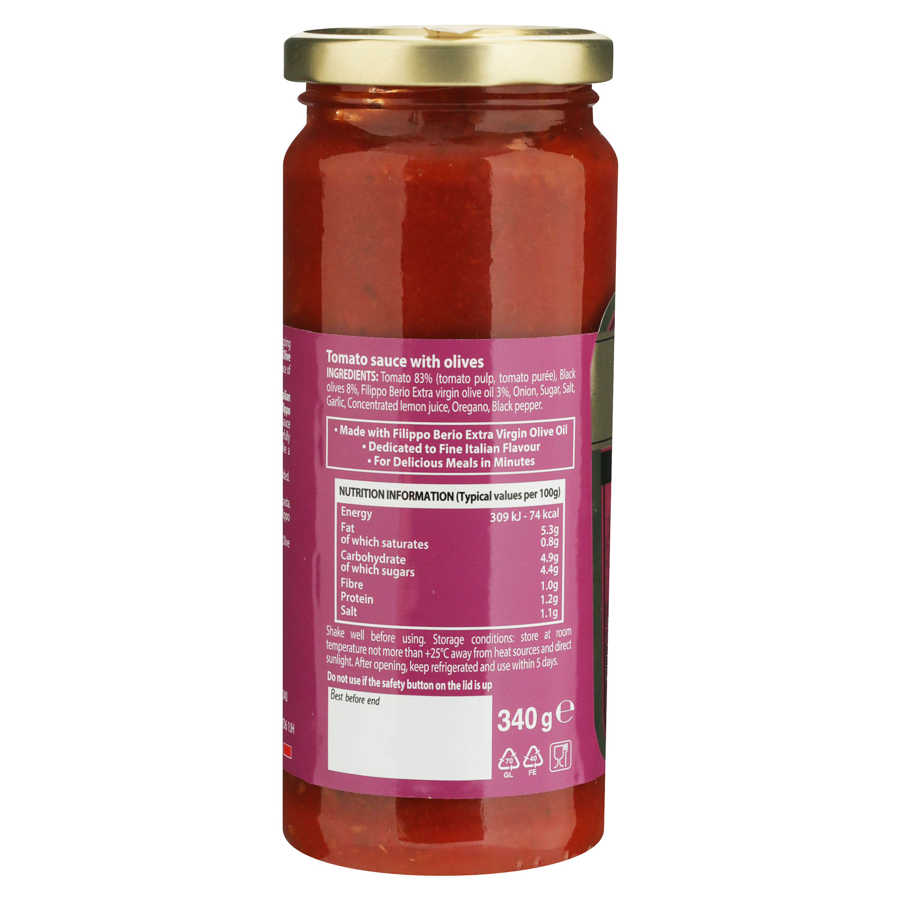 Comprar Salsa de tomate Filippo Berio con aceite de oliva - 340 g ...