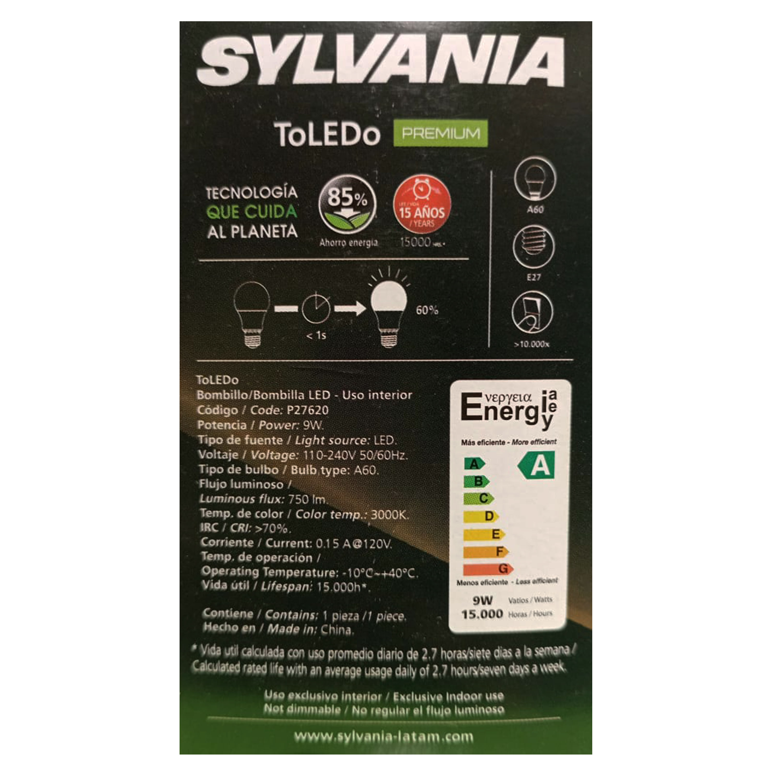 Comprar Bombillo Led Sylvania 9w Luz Cálida Rosca E27 Und Walmart
