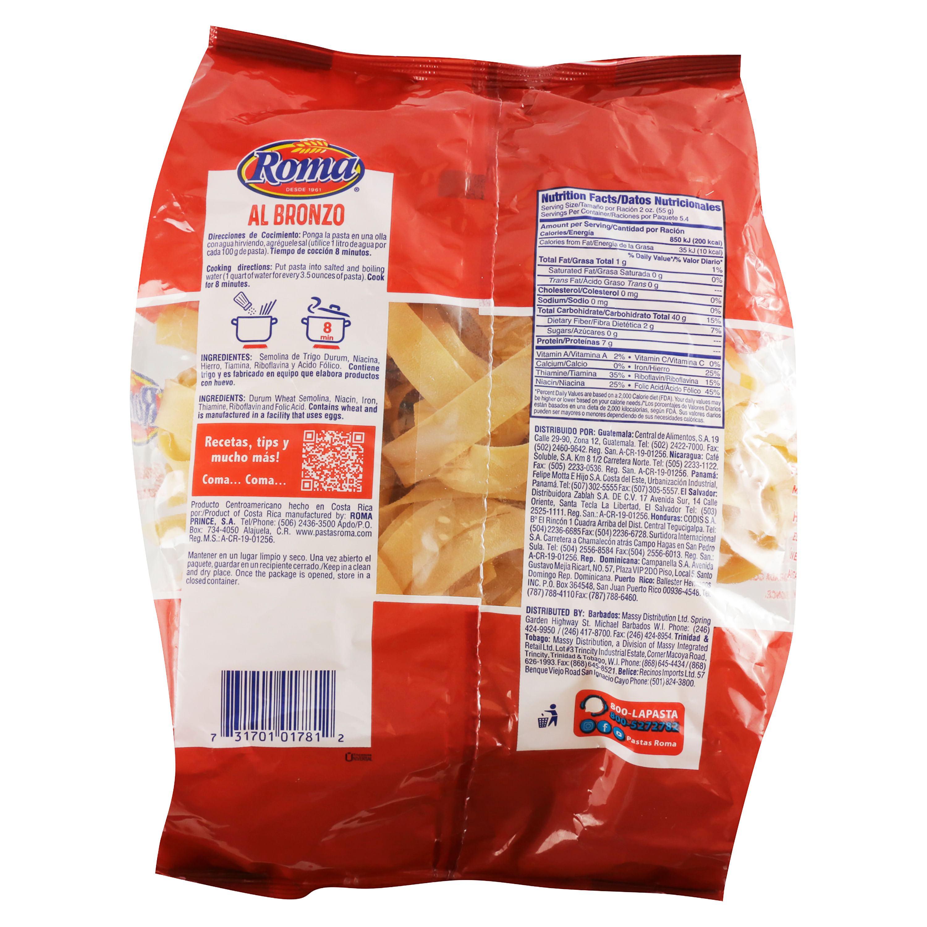 ComprarPasta Roma Tallarin Al Bronzo 300gr | Walmart Costa Rica ...