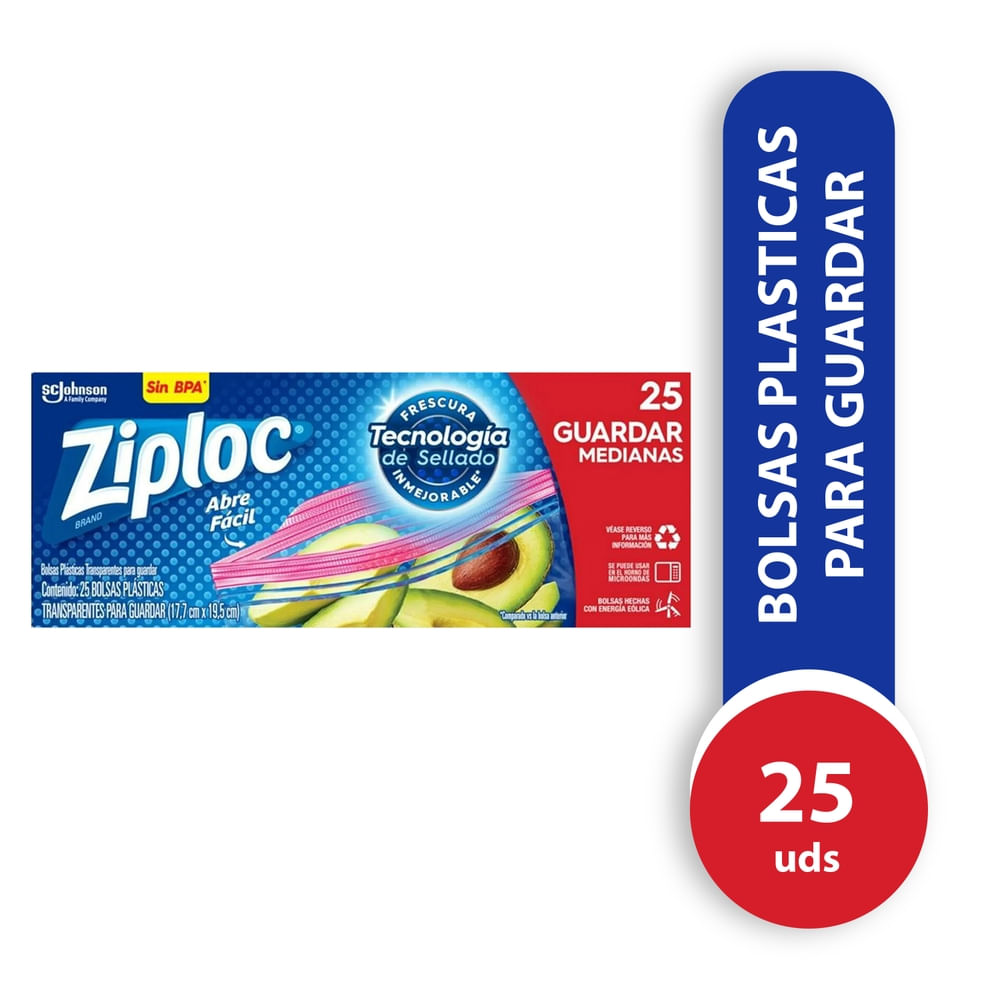 Comprar Bolsa Reutilizable Ziploc Multiusos Guardar Medianas - 25 Uds ...