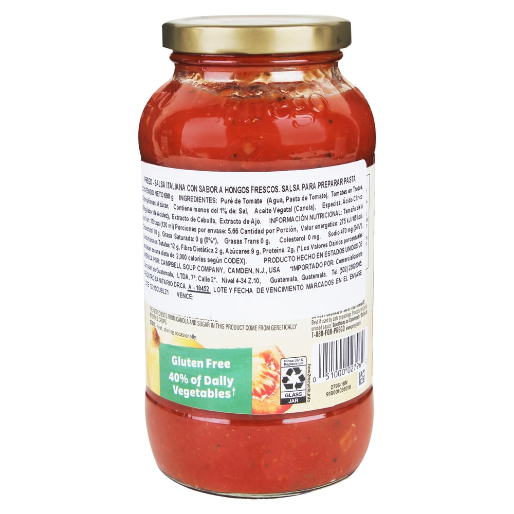 Comprar Salsa Prego De Tomate Con Hongo - 680 g | Walmart Costa Rica ...