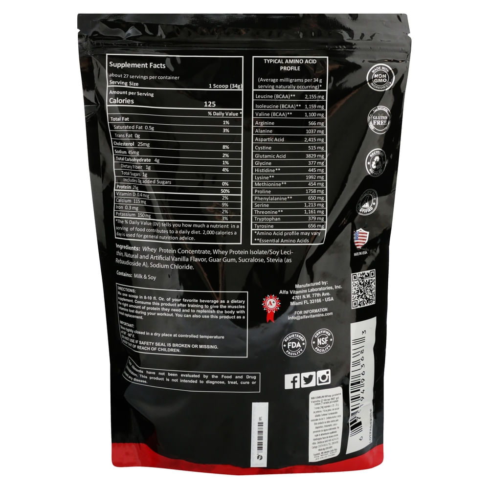 Comprar Alfa Sport Whey Protein Vainilla 907gr | Walmart Costa Rica ...