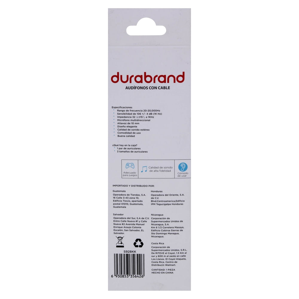 Comprar Auriculares Durabrand con cable color crema | Walmart Costa ...