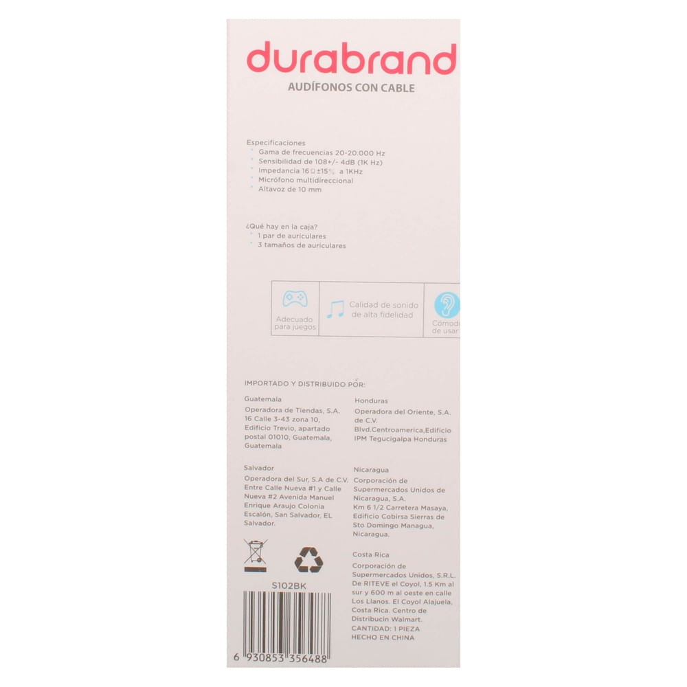 Comprar Auricular Durabrand con cable color negro | Walmart Costa Rica ...