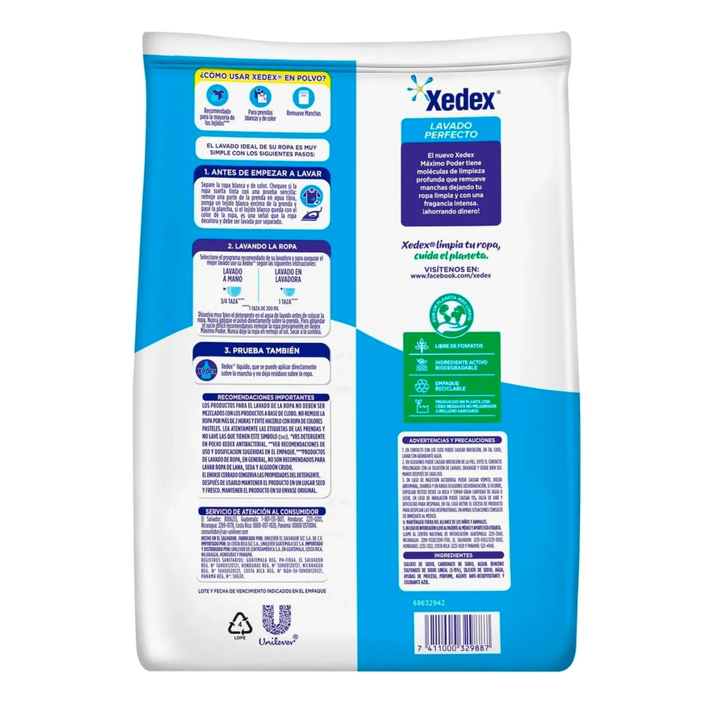 Comprar Detergente en polvo Xedex máximo poder - 1.8 kg | Walmart Costa ...