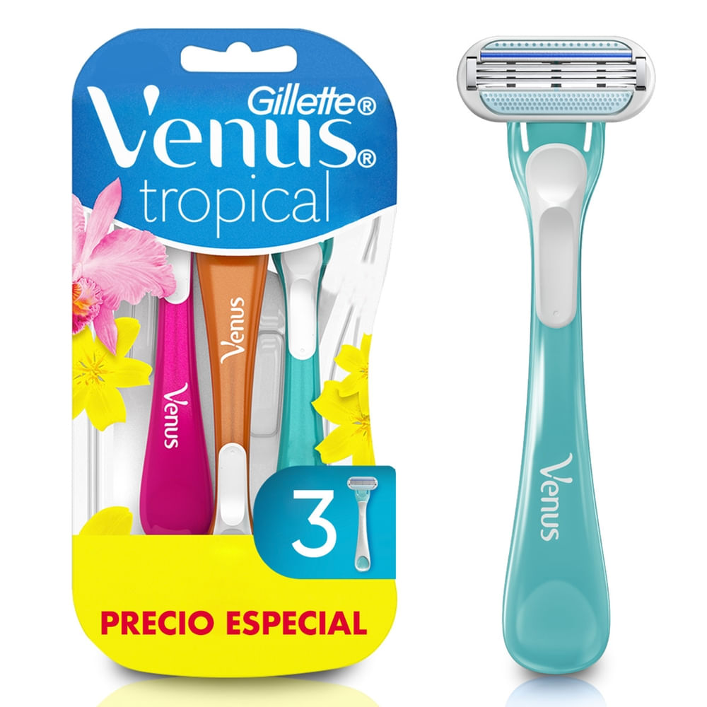 Comprar Rasuradora para Mujer Gillette Venus Tropical con 3 Hojas 3 Uds ...