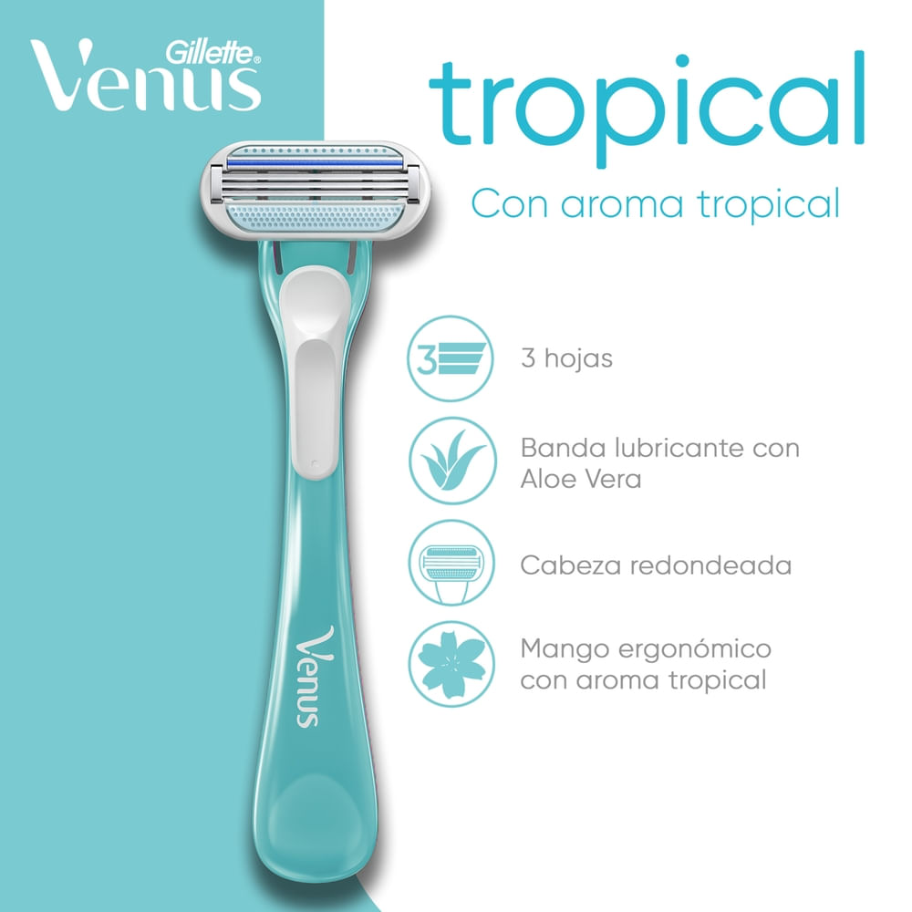 Comprar Rasuradora para Mujer Gillette Venus Tropical con 3 Hojas 3 Uds ...
