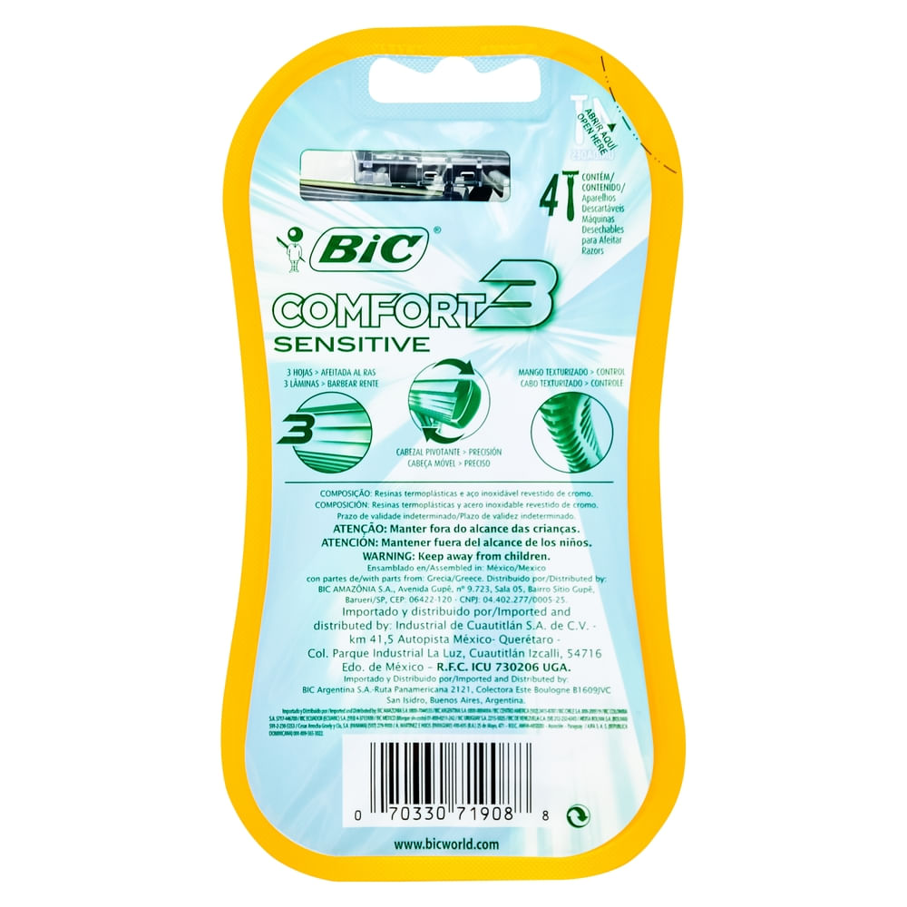 Comprar Rasuradora Bic Comfort 3 Sensitive 4Und | Walmart Costa Rica ...