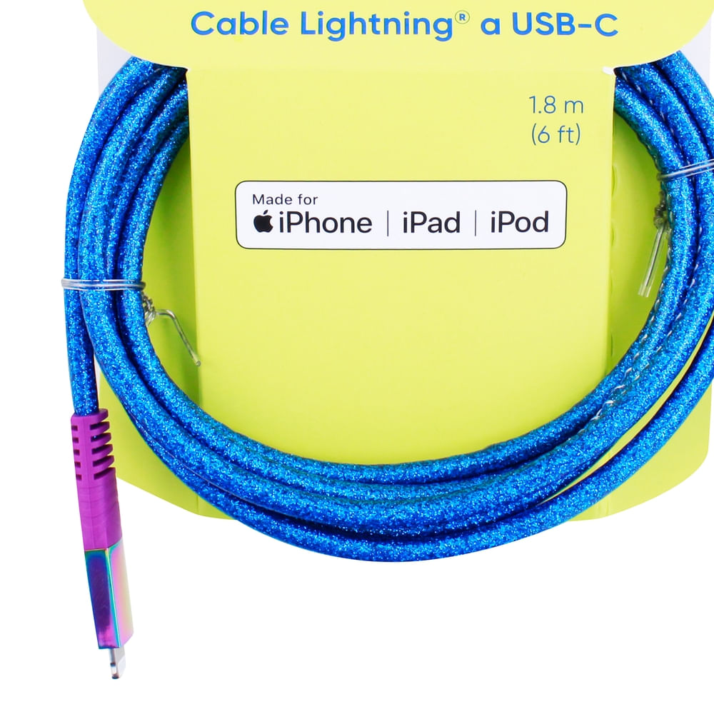 Comprar Cable Onn 6 USB C To Lightning neón blue | Walmart Costa Rica ...