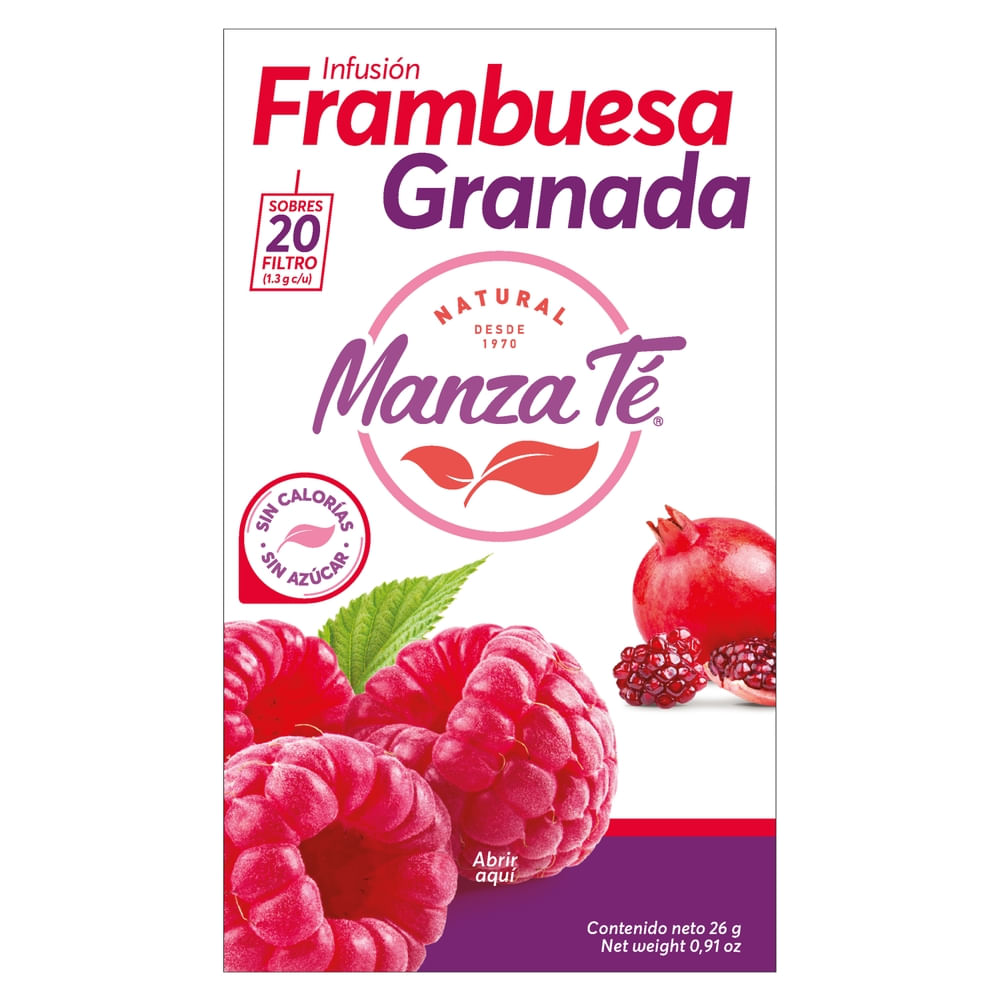 Comprar Infusión Manza Té frambuesa granada 20 Uds - 26 g | Walmart ...
