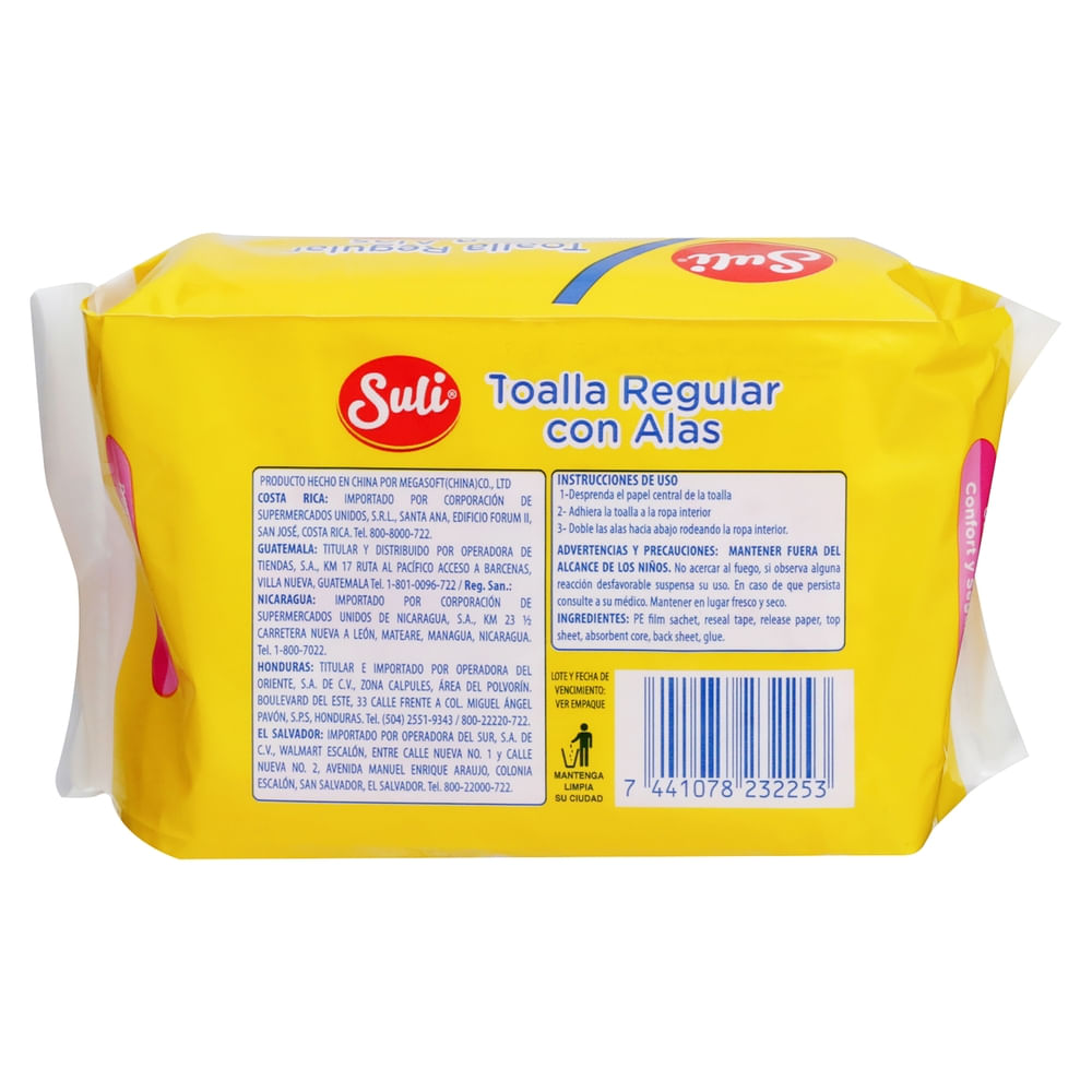 Comprar Toalla Femenina Suli Regular con Alas - 10 Unidades | Walmart ...