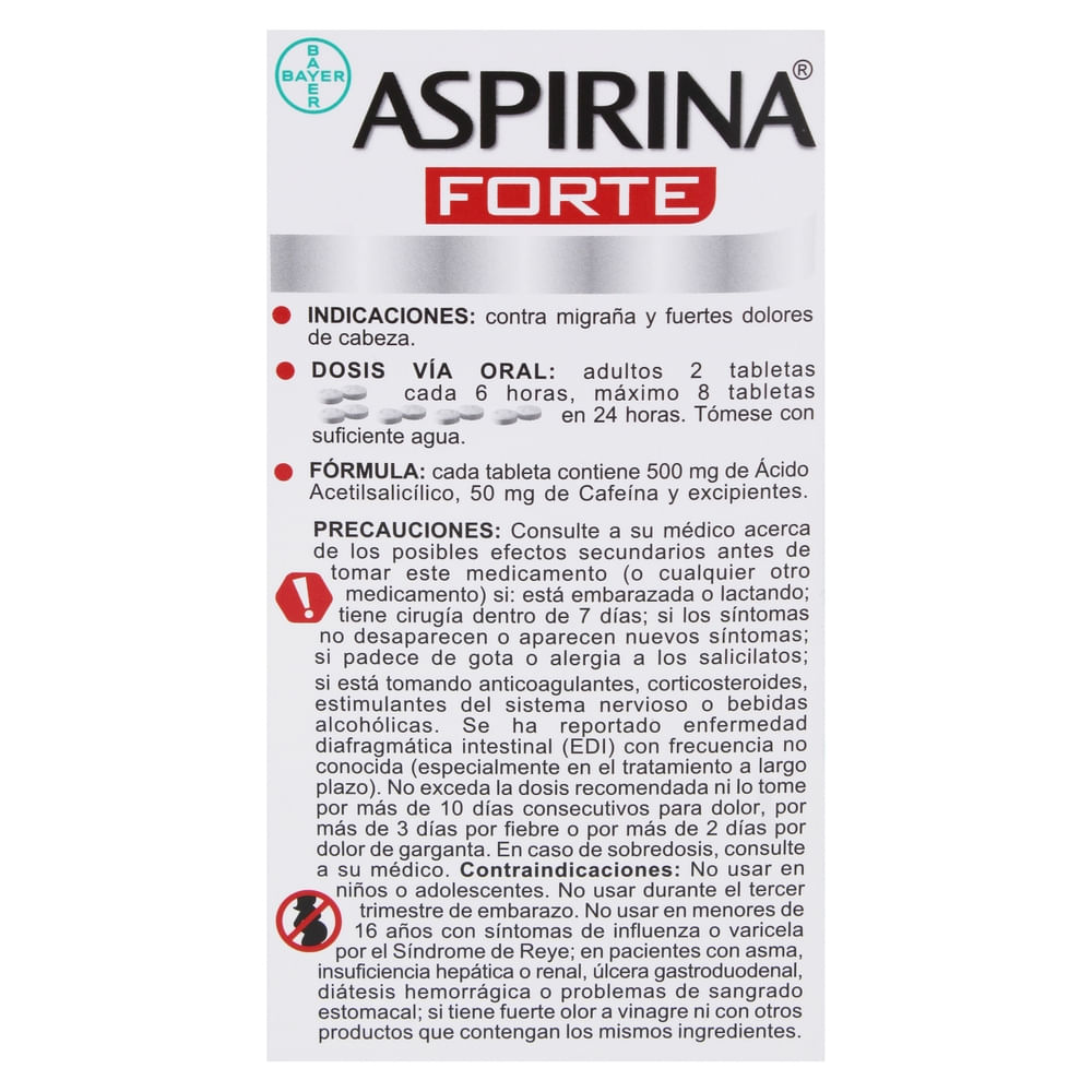 Comprar Aspirina Forte, Precio indicado por unidad | Walmart Costa Rica ...