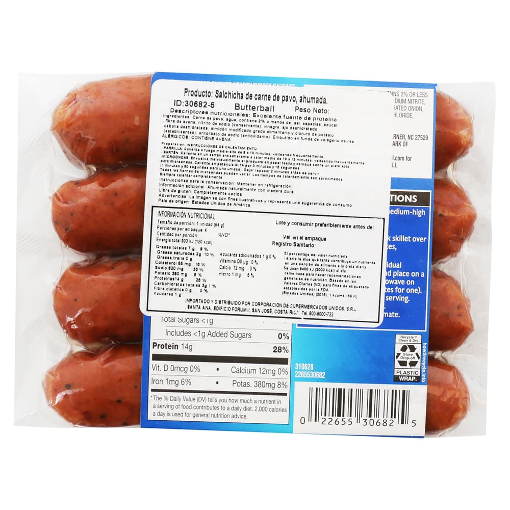Comprar Salchicha Pavo Ahumada Butterball 340 Gr | Walmart Costa Rica ...