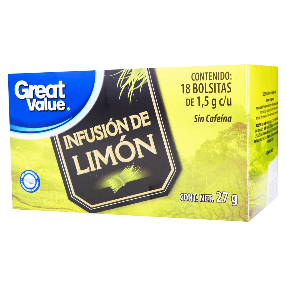 Comprar Té zacate de limón Great Value 18 bolsitas - 27 g | Walmart ...