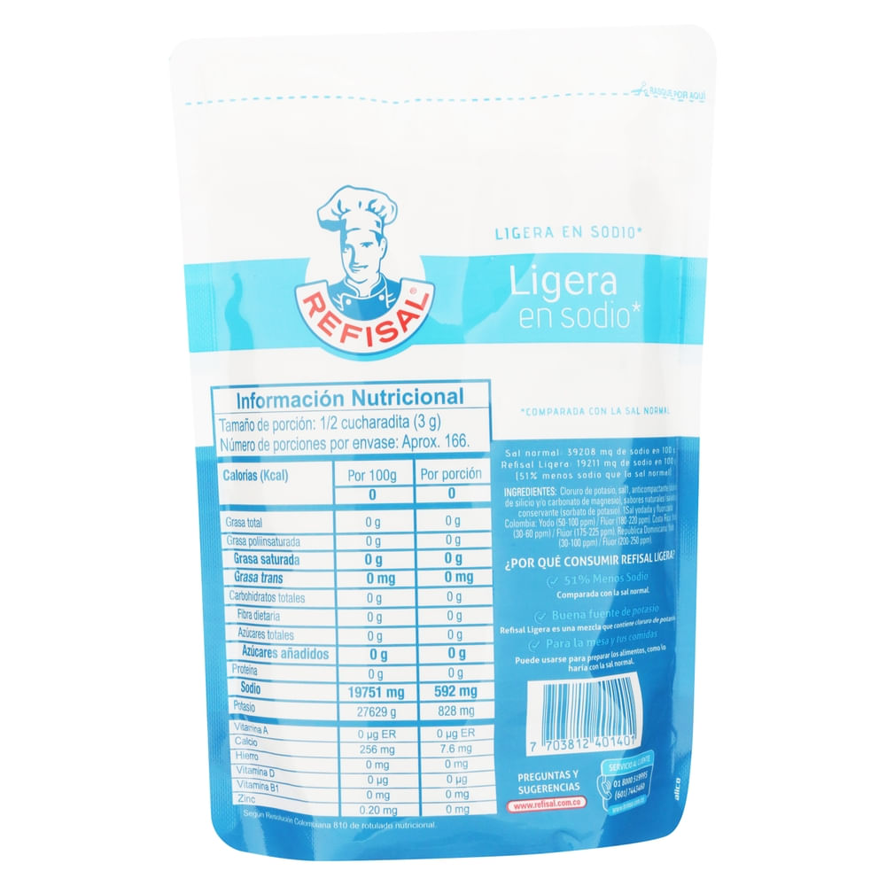 Comprar Sal Refisal Light Doy Pack 500gr | Walmart Costa Rica - Walmart ...