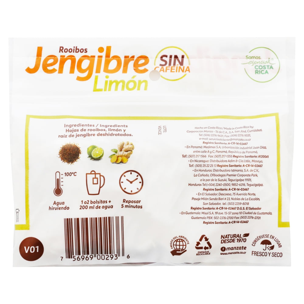 Comprar Té Manza Té sabor jengibre limón 25 Uds - 25 g | Walmart Costa ...
