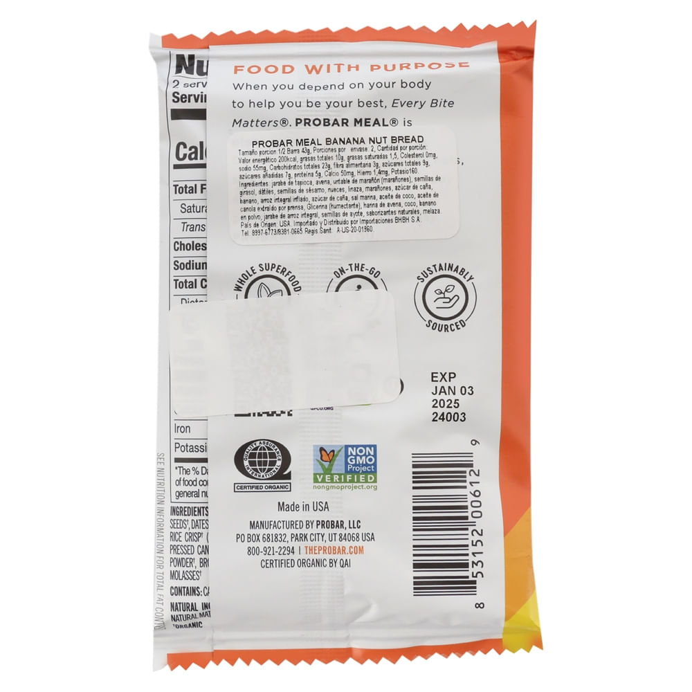 Comprar Pan Meal Nut Banano y Nueces - 85 g | Walmart Costa Rica ...