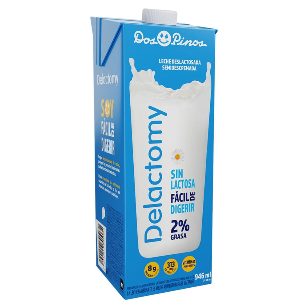 Leche Dos Pinos Delactomy Semidescremada 2% Grasa - 946 ml - Walmart ...