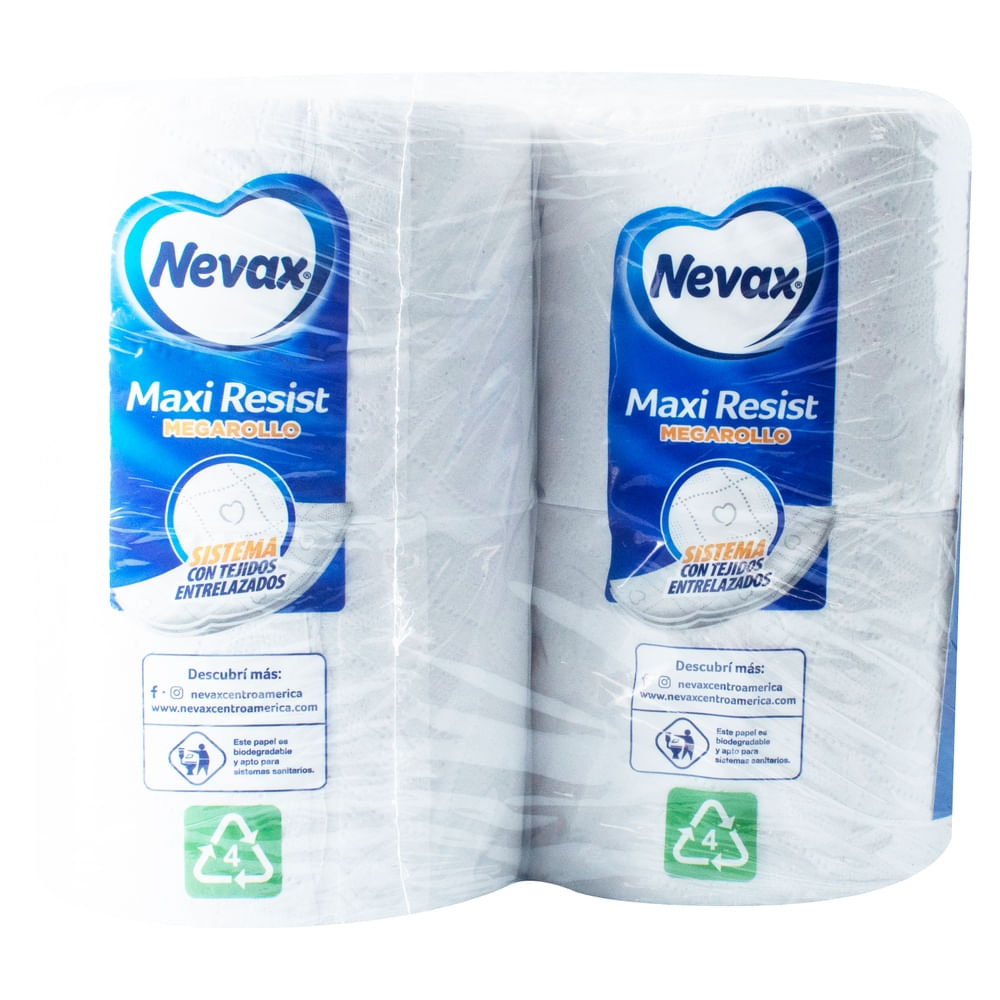 Papel higiénico Nevax megarollo maxi resist 12 rollos 600 hojas 2 capas ...