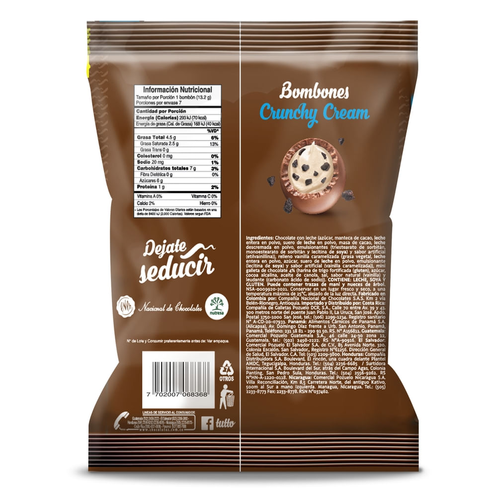 Comprar Chocolate Tutto crunchy cream - 104 g | Walmart Costa Rica ...