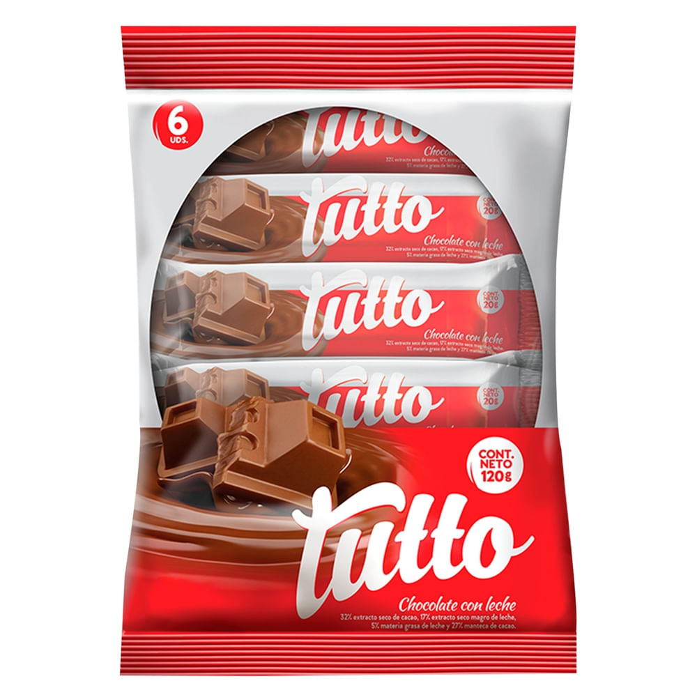 Comprar Chocolate Tutto con leche six pack - 120 g | Walmart Costa Rica ...
