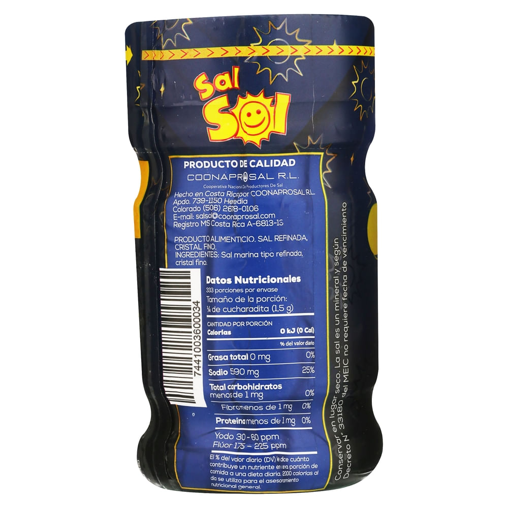 Comprar Sal Sol Dorada Frasco 550gr | Walmart Costa Rica - Maxipalí ...