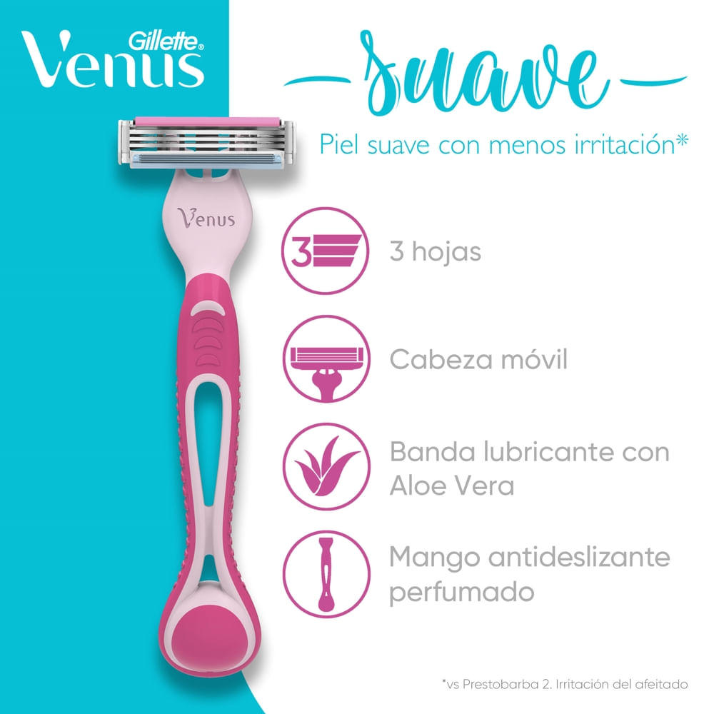Comprar Rasuradora para Mujer Gillette Venus Suave con Aloe y 3 Hojas 4 ...