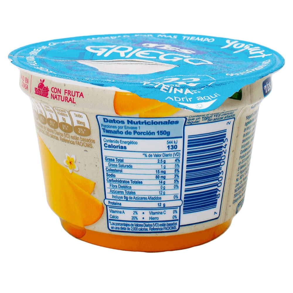 Comprar Yogurt Yes Griego Sabor Mango sin azúcar - 150 g | Walmart ...