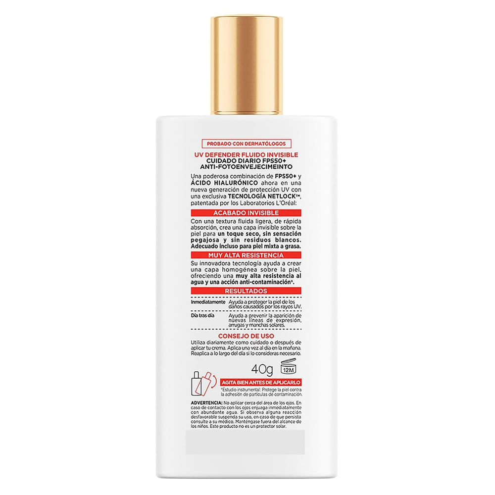 Comprar Protector Solar L'Oréal Paris UV Defender Fluido Invisible FPS ...