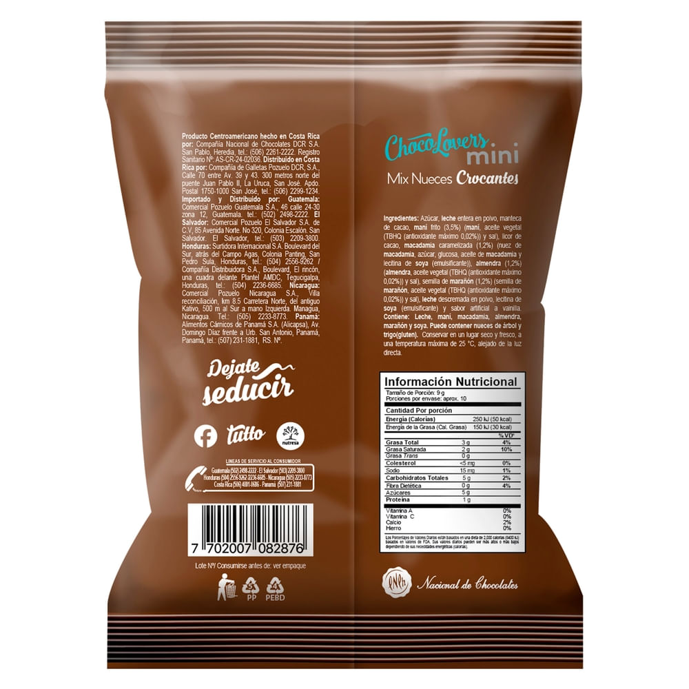 Comprar Chocolate Tutto Chocolovers mini leche - 90 g | Walmart Costa ...