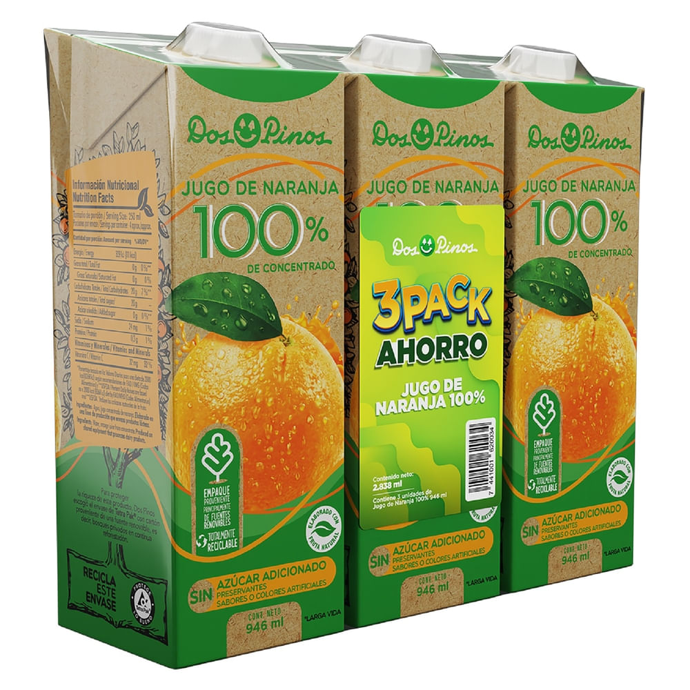 Comprar 3 Pack Jugo Dos Pinos Naranja - 1000ml | Walmart Costa Rica ...