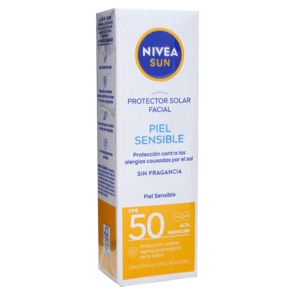 Comprar Protector solar facial Nivea sun piel sensible FPS 50 - 50 ml ...
