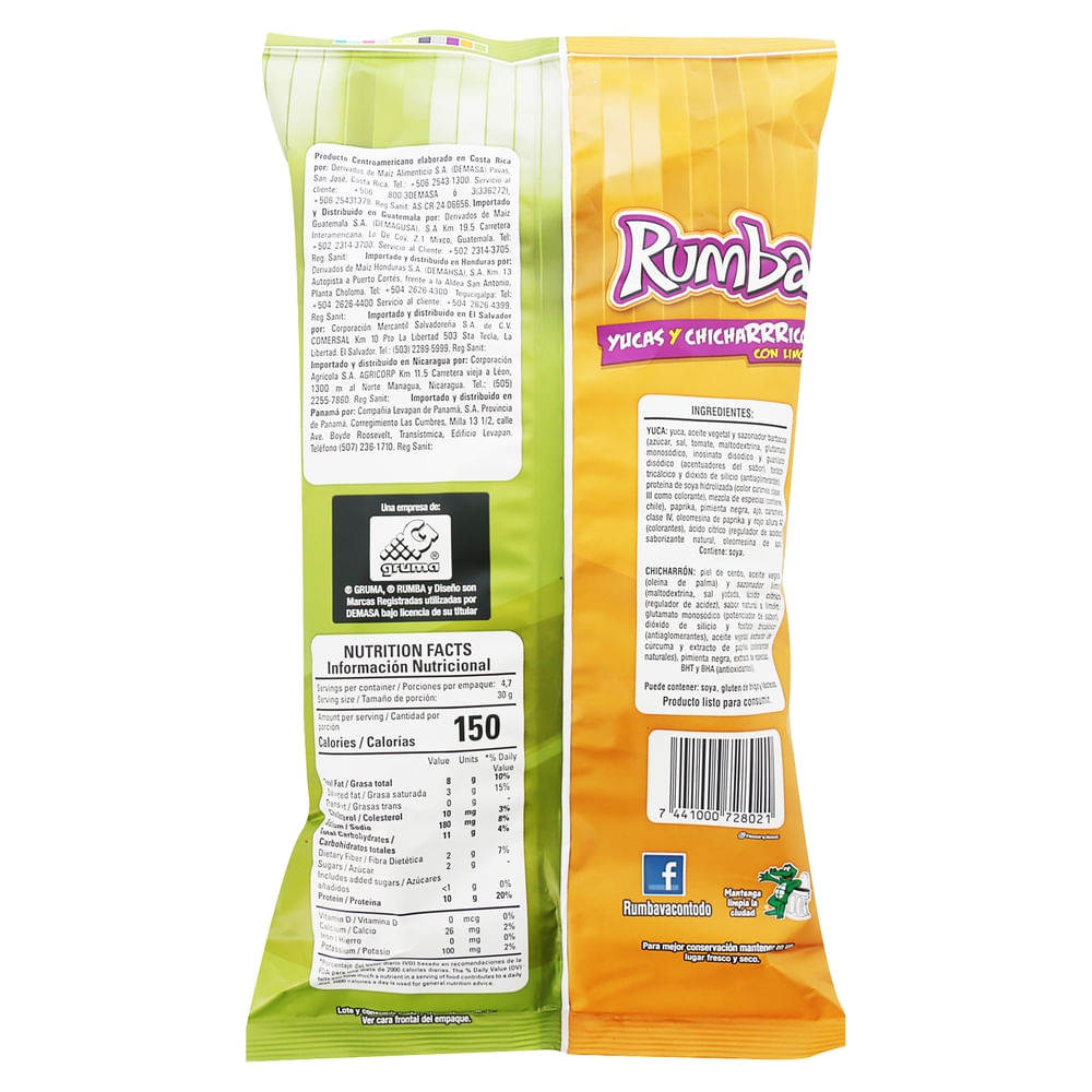 Comprar Snacks Rumba crujiente mix yuca y chicharrón - 140 g | Walmart ...