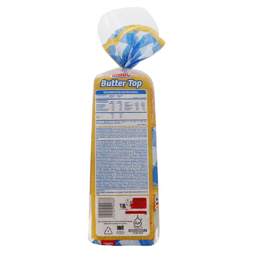Pan cuadrado Bimbo butter top sabor mantequilla - 500 g - Maxi Palí ...