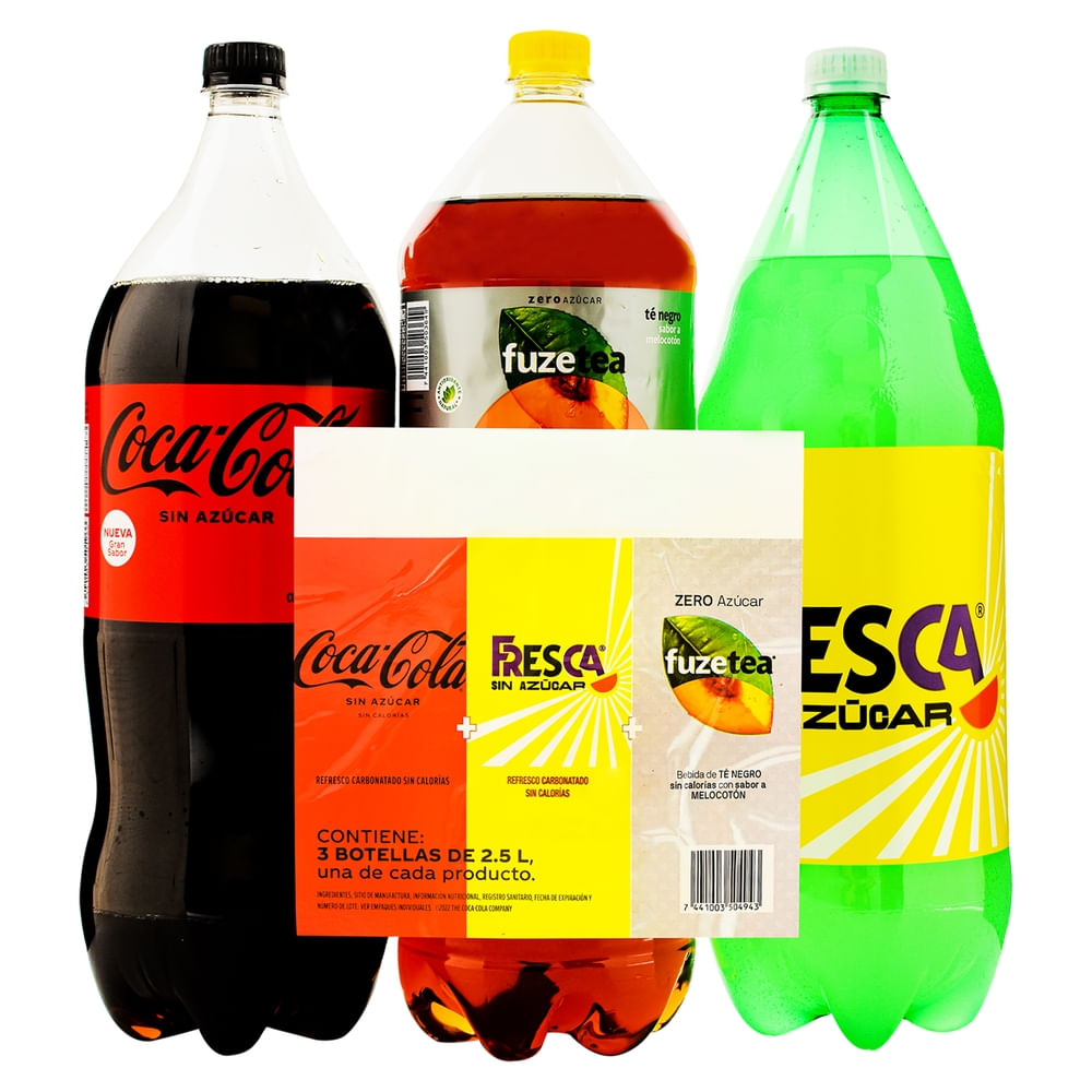 Comprar Gaseosa Coca Cola + fresca + fuze tea, 3 pack - 7.5 L | Walmart ...