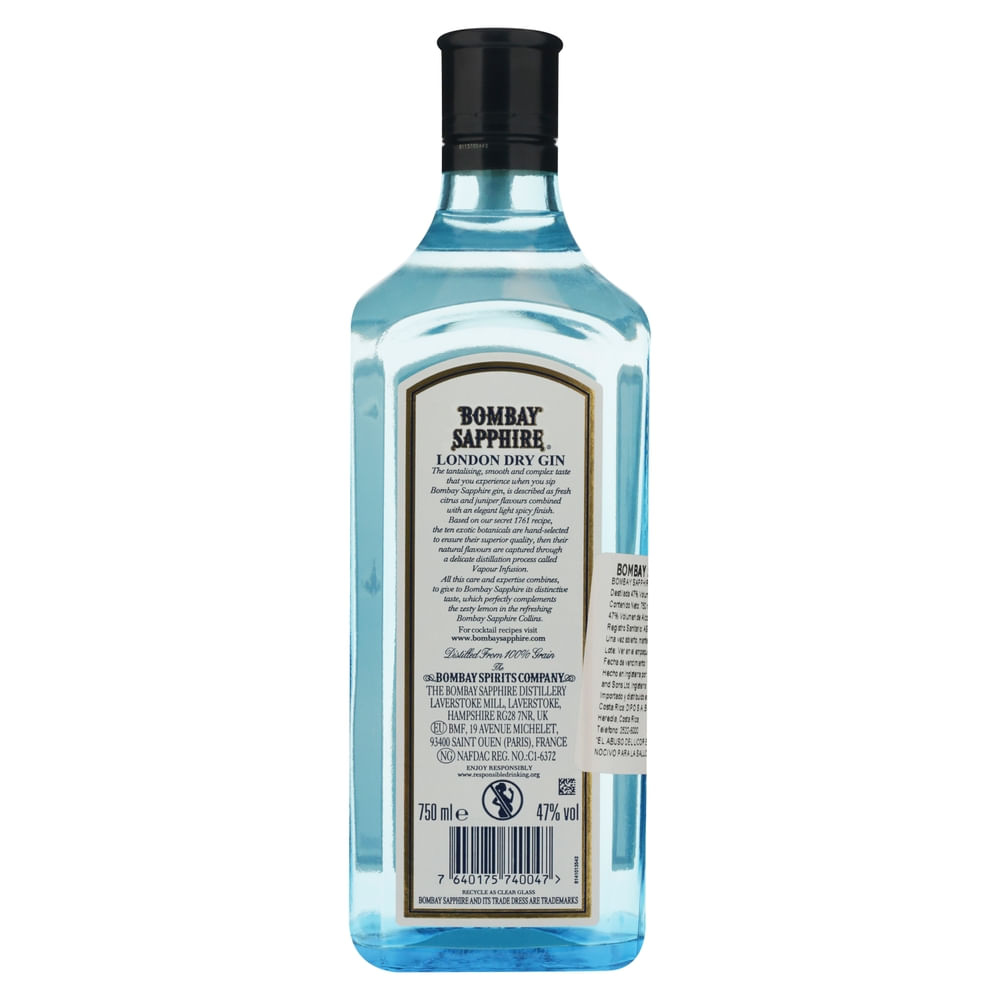 Ginebra Bombay Sapphire botella - 750 ml - Walmart | Costa Rica