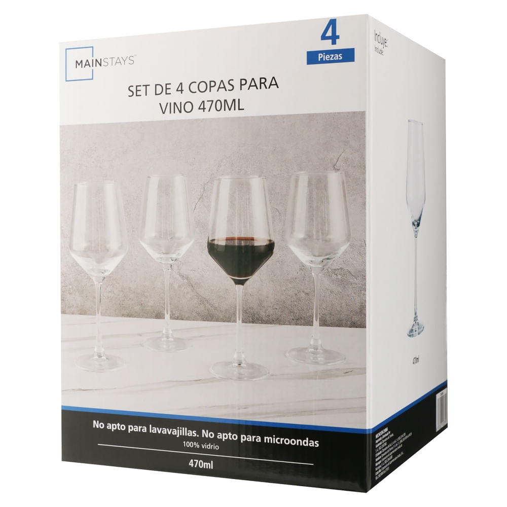 Comprar Ms Set De 4 Copas De Vidrio Vino 470ml | Walmart Costa Rica ...
