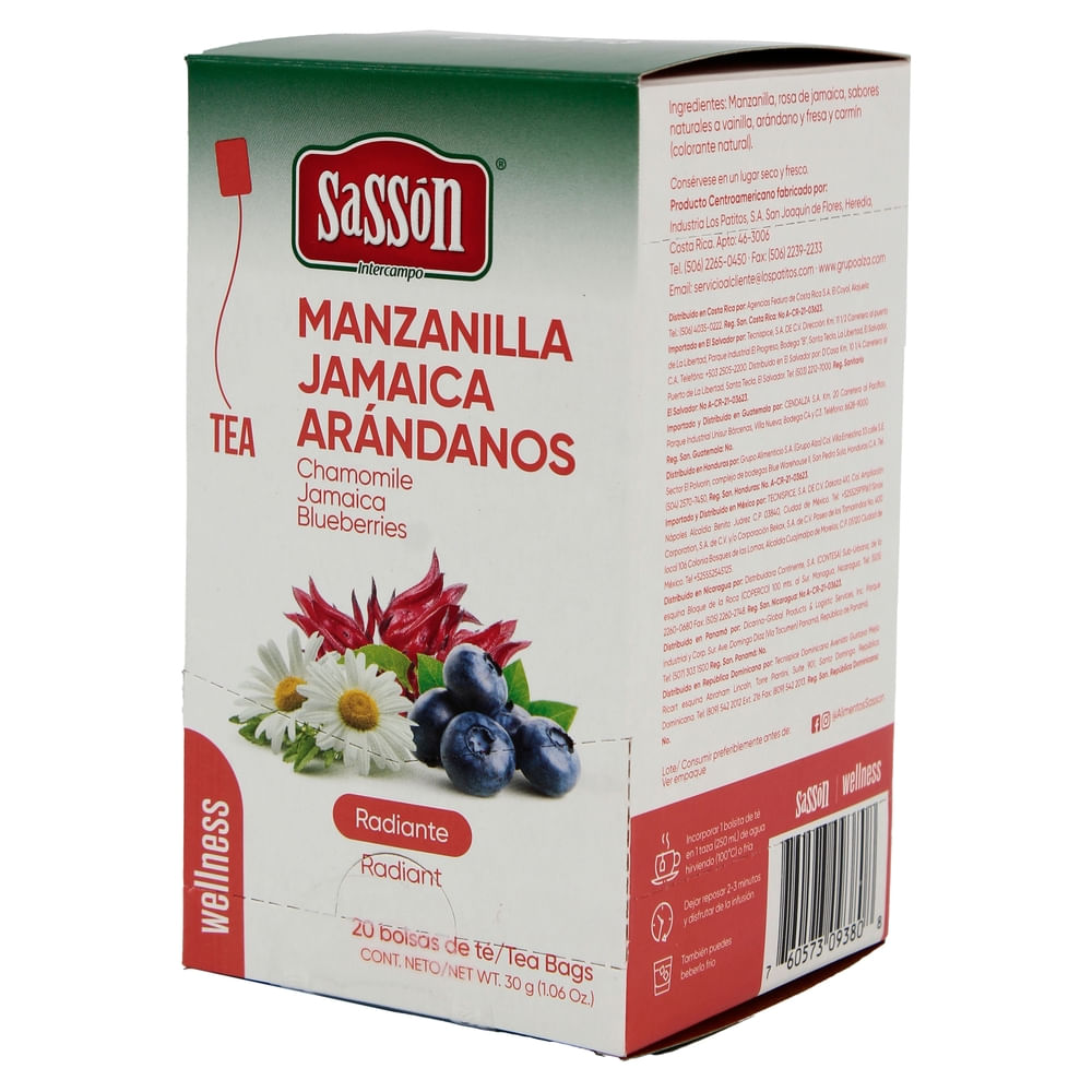 Comprar Té Sasson Wellness Manzana Jamaica Y Arándanos -30gr | Walmart ...