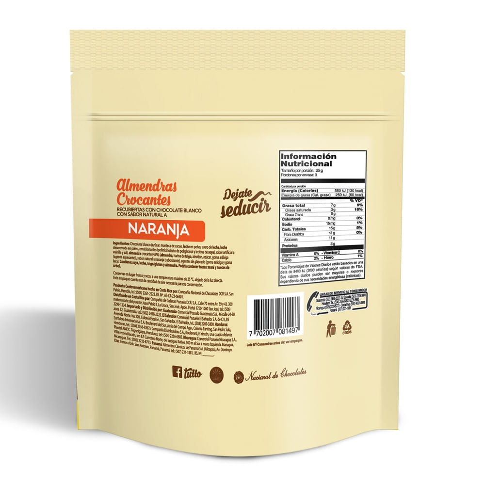 Comprar Chocolate blanco Tutto relleno de almendras crocantes con sabor ...