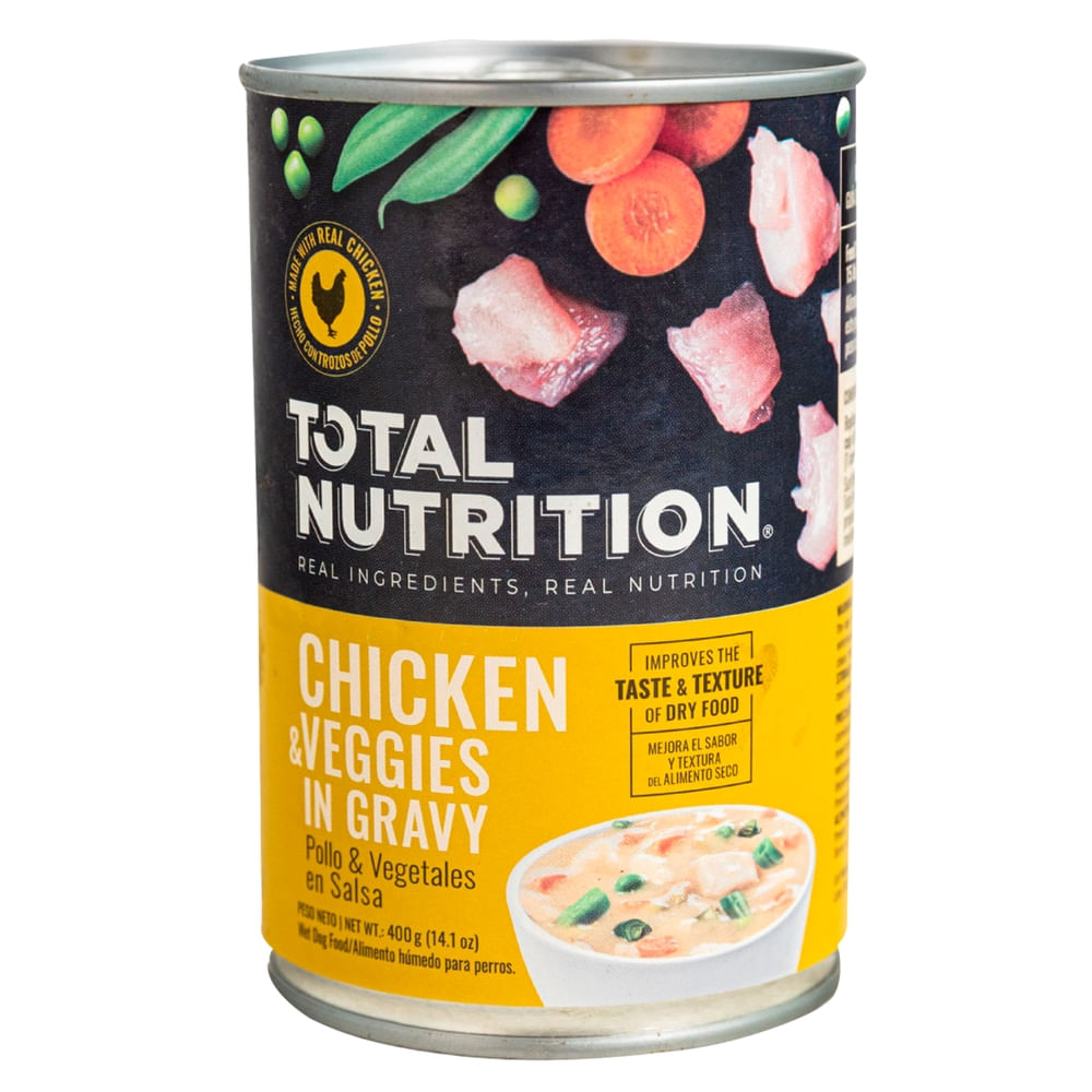 Pollo y vegetales Total Nutrition en salsa lata -400 g - Masxmenos | Compra en línea