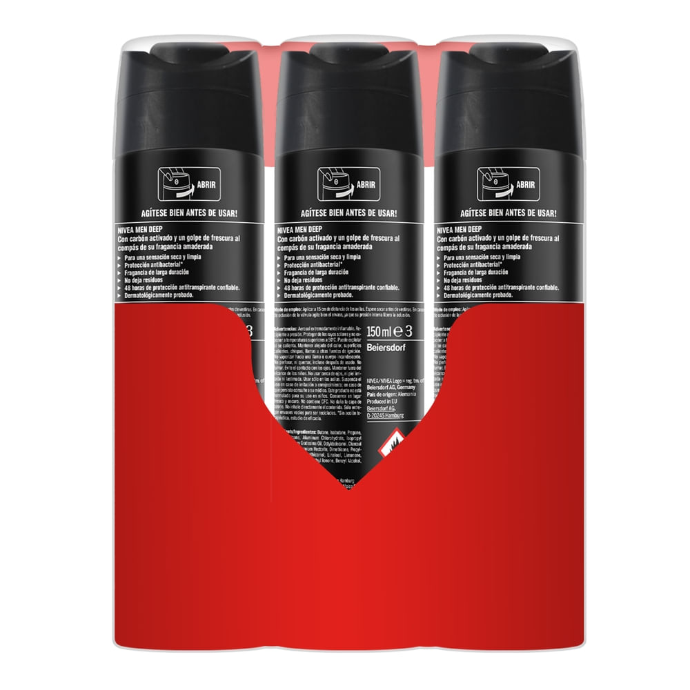 Comprar Desodorante Nivea deep beat men 3 Pack - 450 ml | Walmart Costa ...