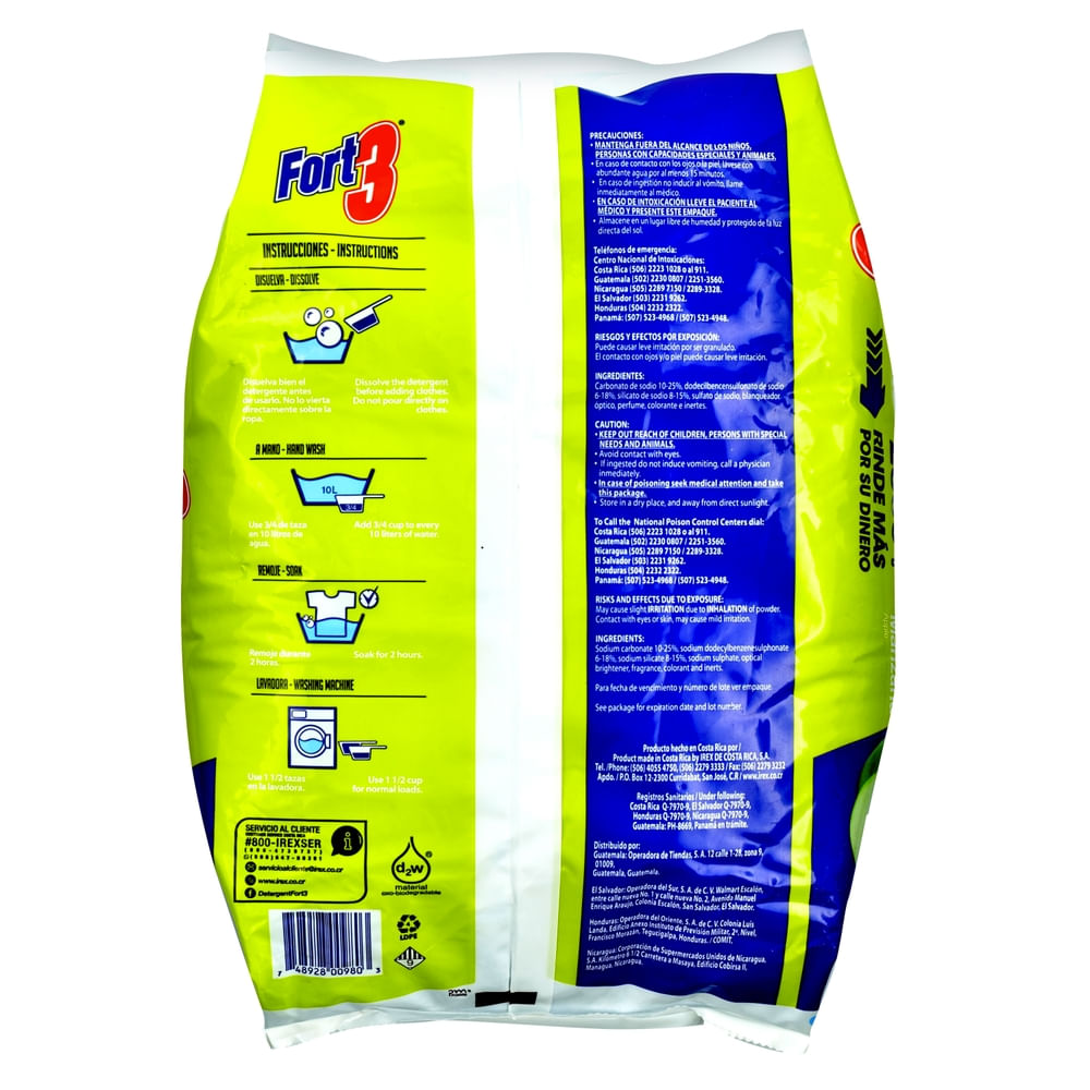 Comprar Detergente En Polvo Fort3 Manzana - 2500g | Walmart Costa Rica ...