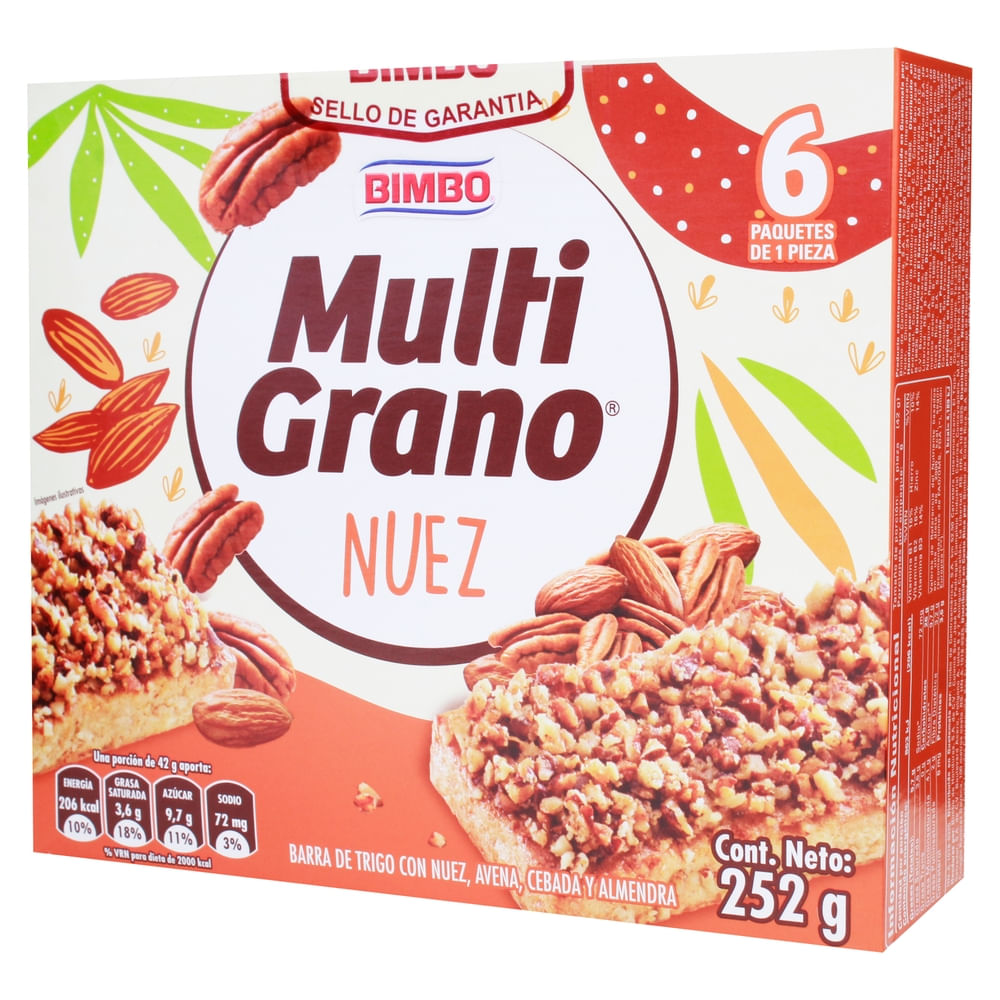 Comprar Barra Bimbo Multigrano De Nuez 6 Unidades - 204 g | Walmart ...